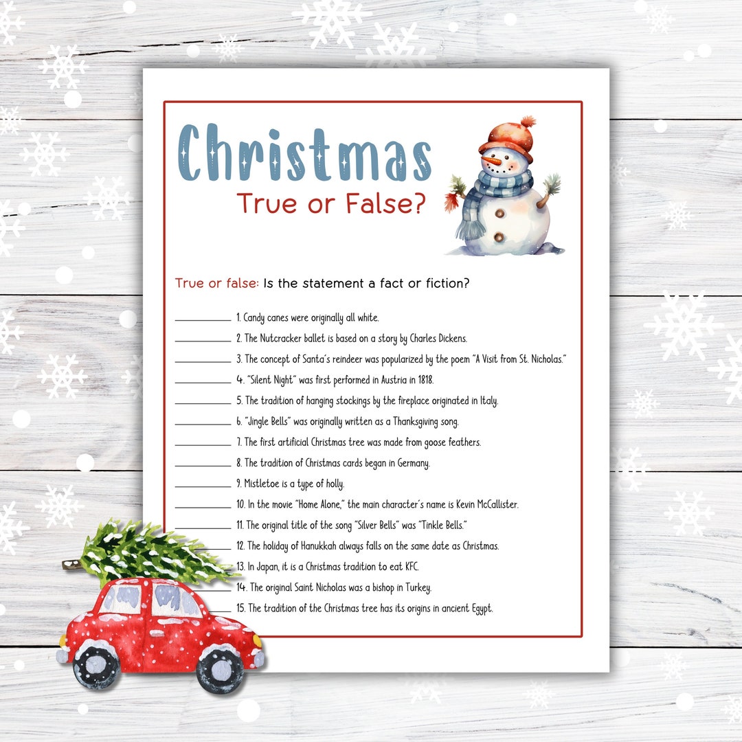 Christmas Snowman Printable Trivia Game, Printable Christmas Party Game ...