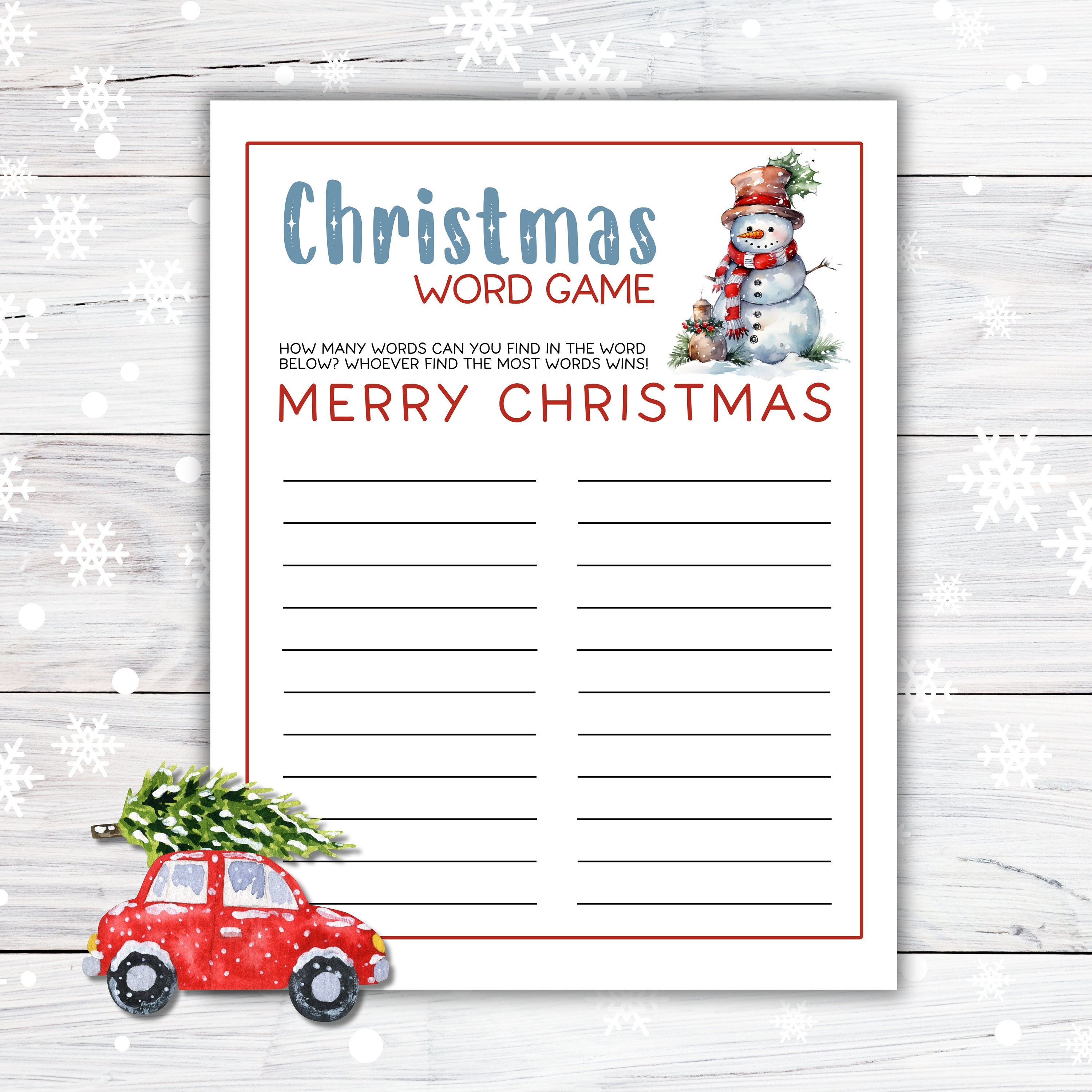 Christmas Word Game, Christmas Party Games for Group Printable ...