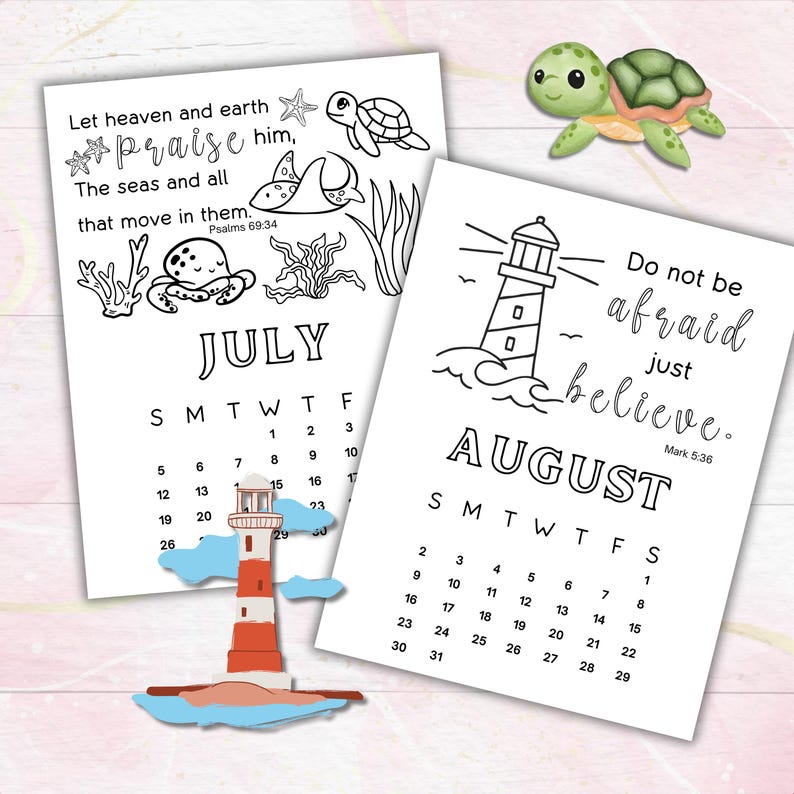 2026 Scripture Coloring Calendar, Bible Verse Calendar, 2026 Christian ...