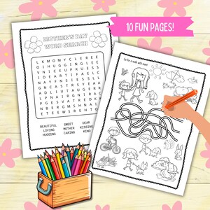 Mother's Day Kids Coloring Pages and Activity Book, Mother's Day ...
