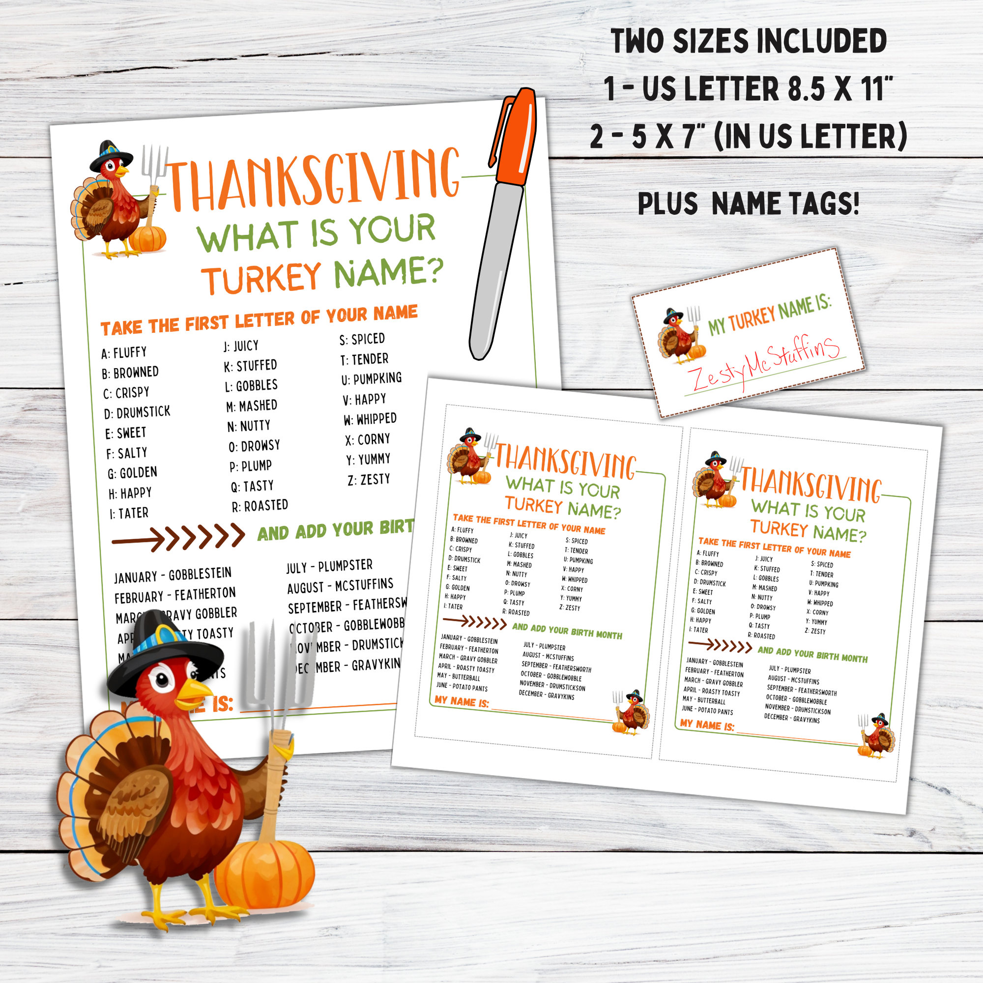 What is Your Turkey Name, Thanksgiving Games Printable, Autumn Games ...