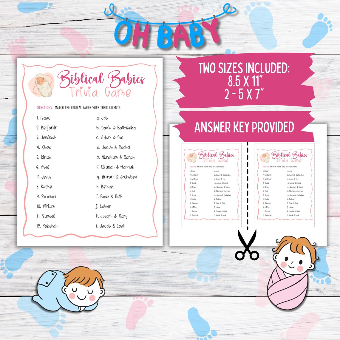 Biblical Babies Bible Trivia Game Printable, Fun Baby Shower Games ...