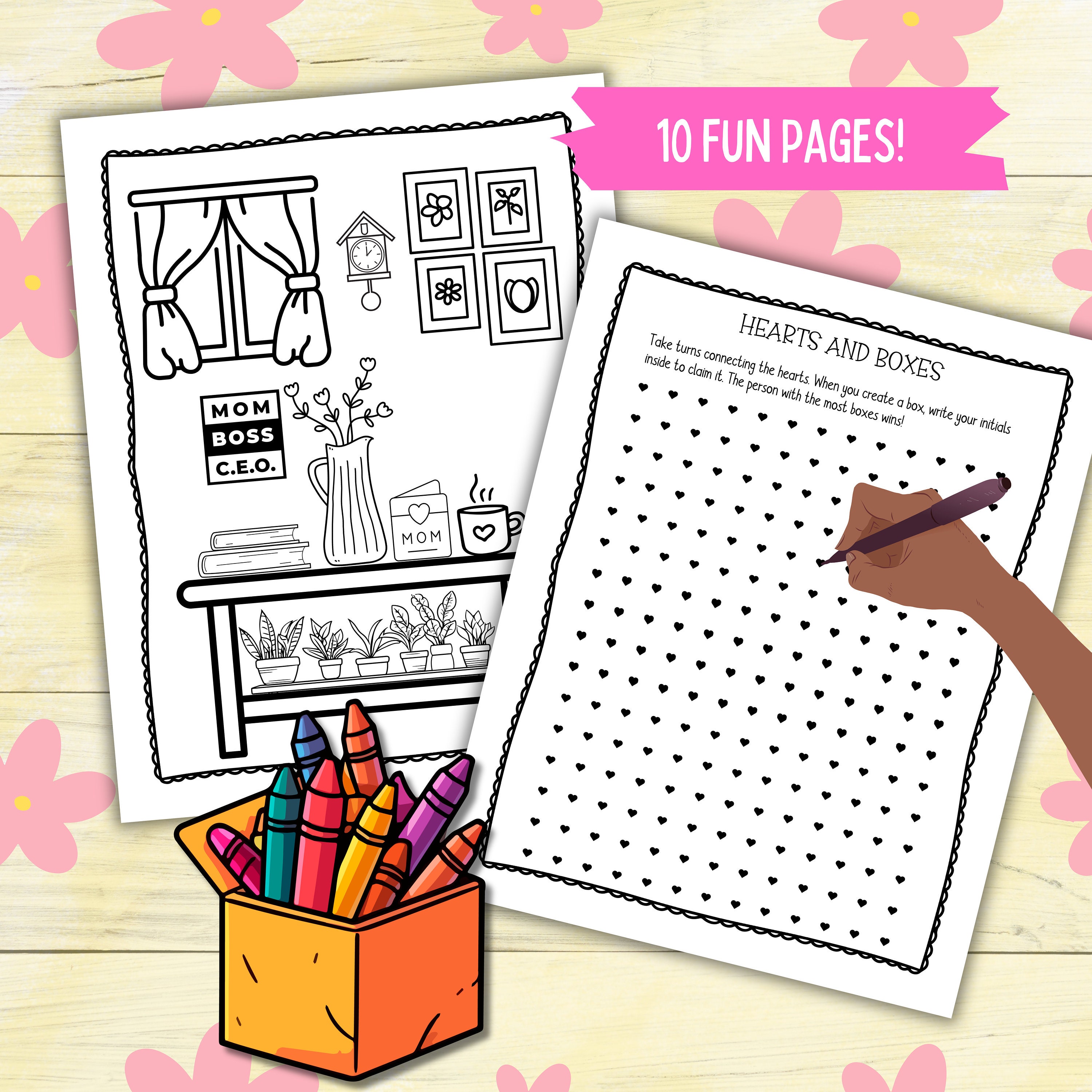 Mother's Day Kids Coloring Pages and Activity Book, Mother's Day ...