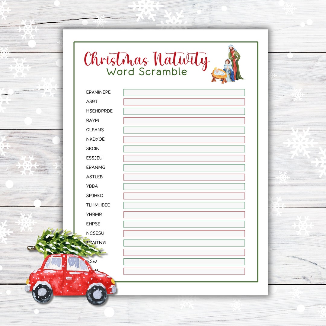 Printable Christmas Nativity Word Scramble, Christmas Party Game ...
