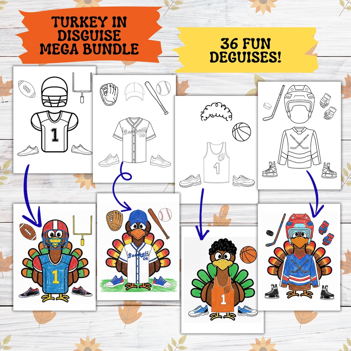 Disguise a Turkey Color Your Own Printable Craft for Boys and Girls ...