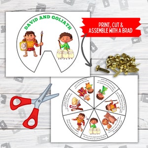 David and Goliath Printable Wheel, Preschool Craft, Kids Bible Toddler ...