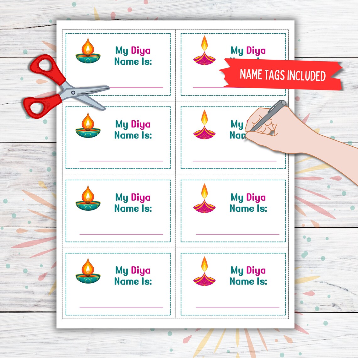 Diya Name Game, Diwali Printable Diya Name Game, Diwali Party Games ...