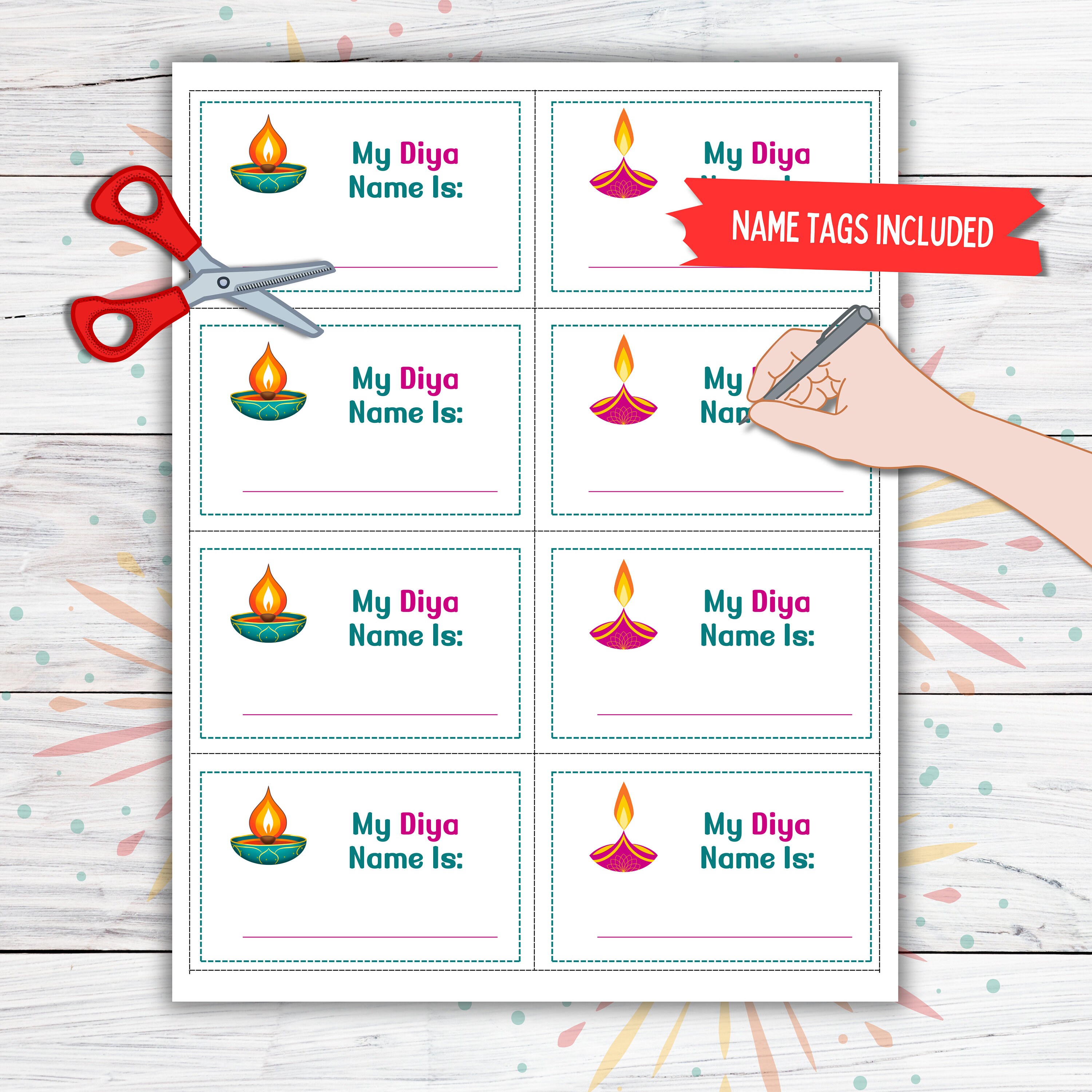 Diya Name Game, Diwali Printable Diya Name Game, Diwali Party Games ...
