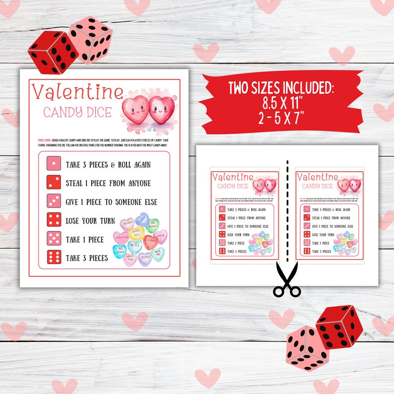 Kawaii Valentine Candy Dice Game, Valentines Day Icebreaker Group Game ...