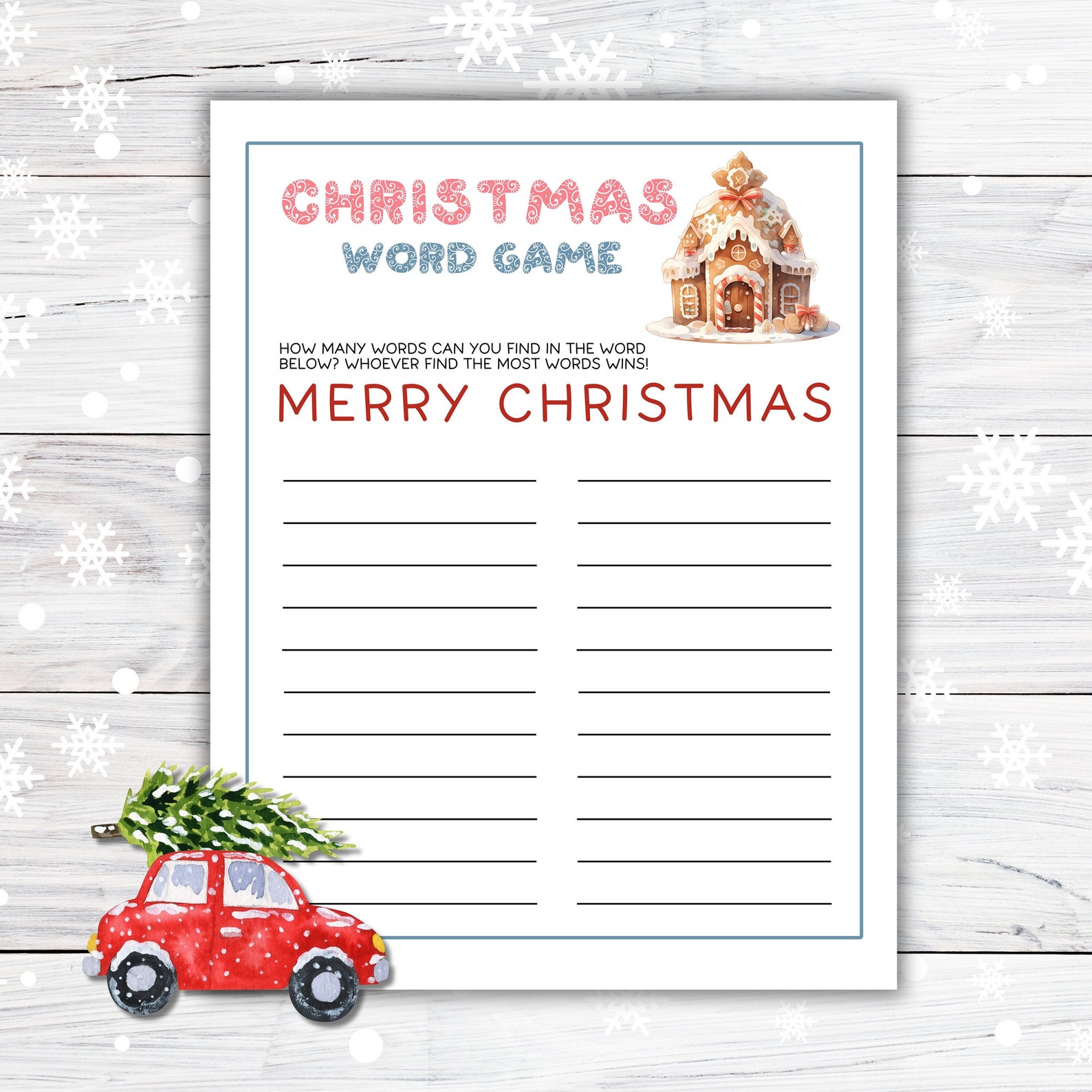 Christmas Pink Gingerbread House Word Game, Christmas Party Games for ...