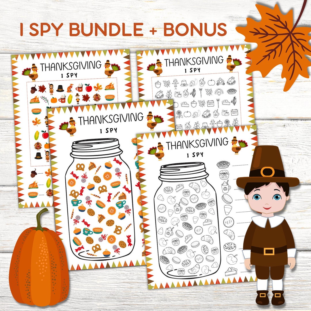 Thanksgiving I Spy, Thanksgiving Activity Sheets for Kids, Thanksgiving ...