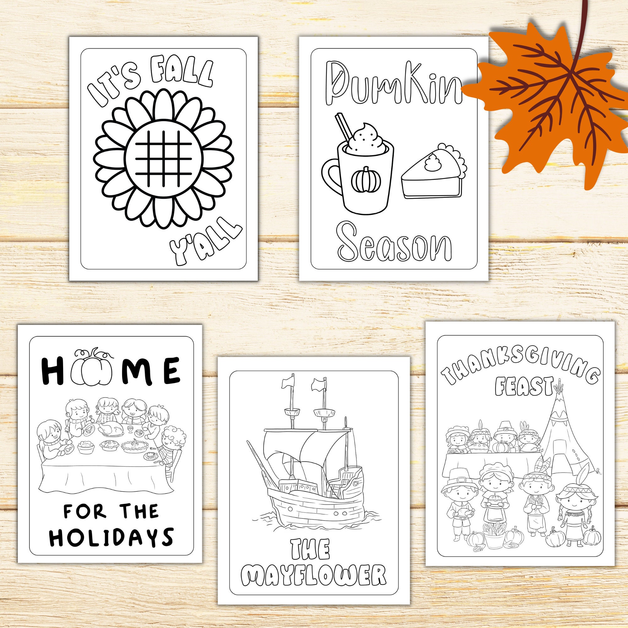 Thanksgiving Coloring Pages Thanksgiving Activity Sheets for - Etsy