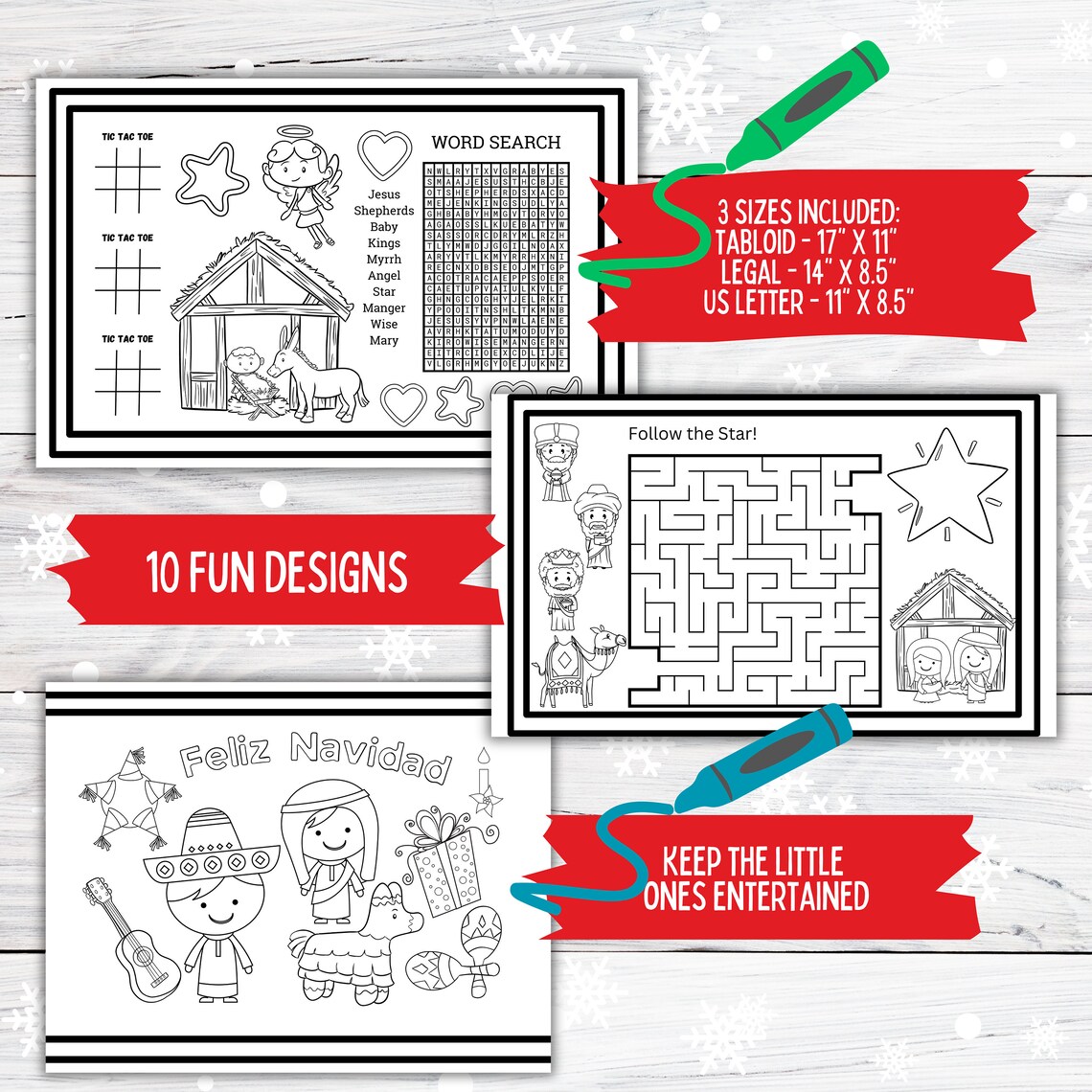 Christmas Coloring Printable Placemats, Jesus Christmas, Christian ...