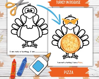 Manualidad imprimible para niños pequeños: Pavo disfrazado de pizza ...