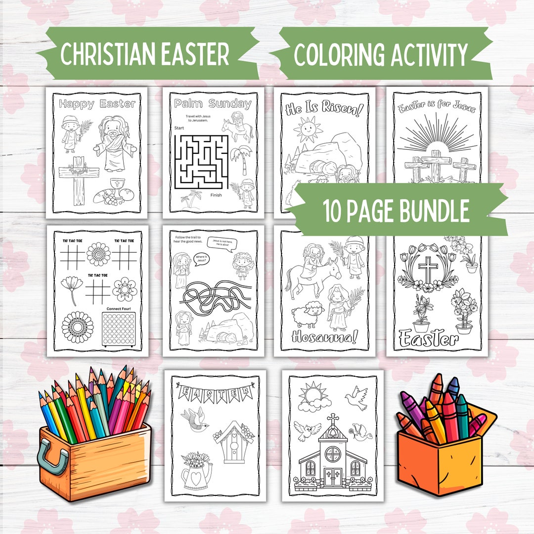 Christian Easter Story Coloring Pages for Kids Activity Book, Easter ...