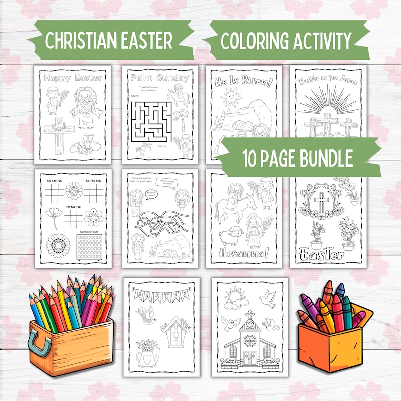 Christian Easter Story Coloring Pages for Kids Activity Book, Easter ...