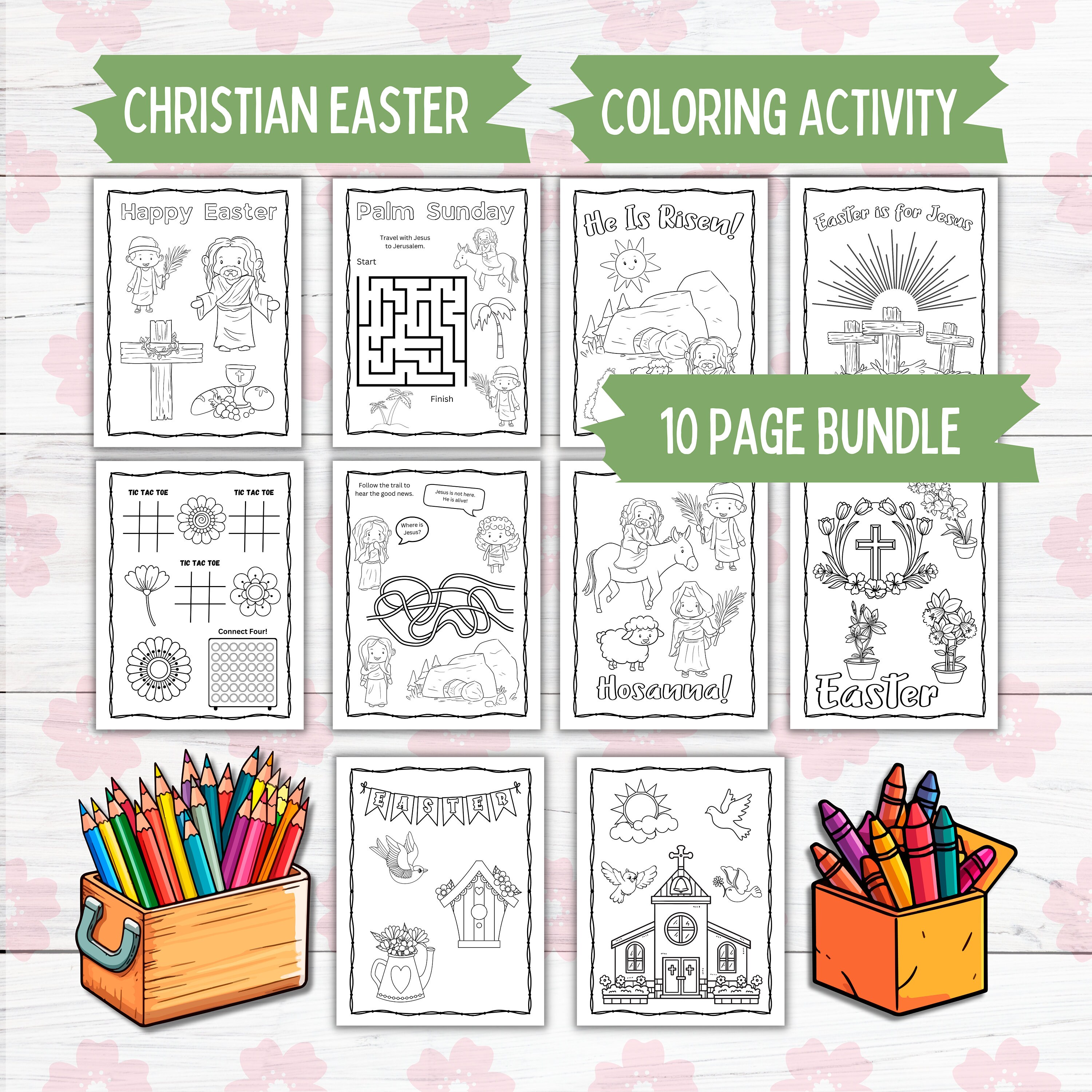 Christian Easter Story Coloring Pages for Kids Activity Book, Easter ...