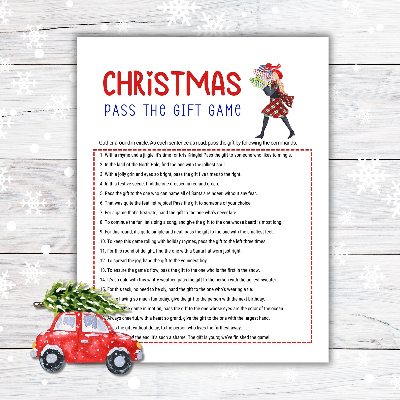 Christmas Pass the Gift Game, Pass the Holiday Gift Game, Christmas ...