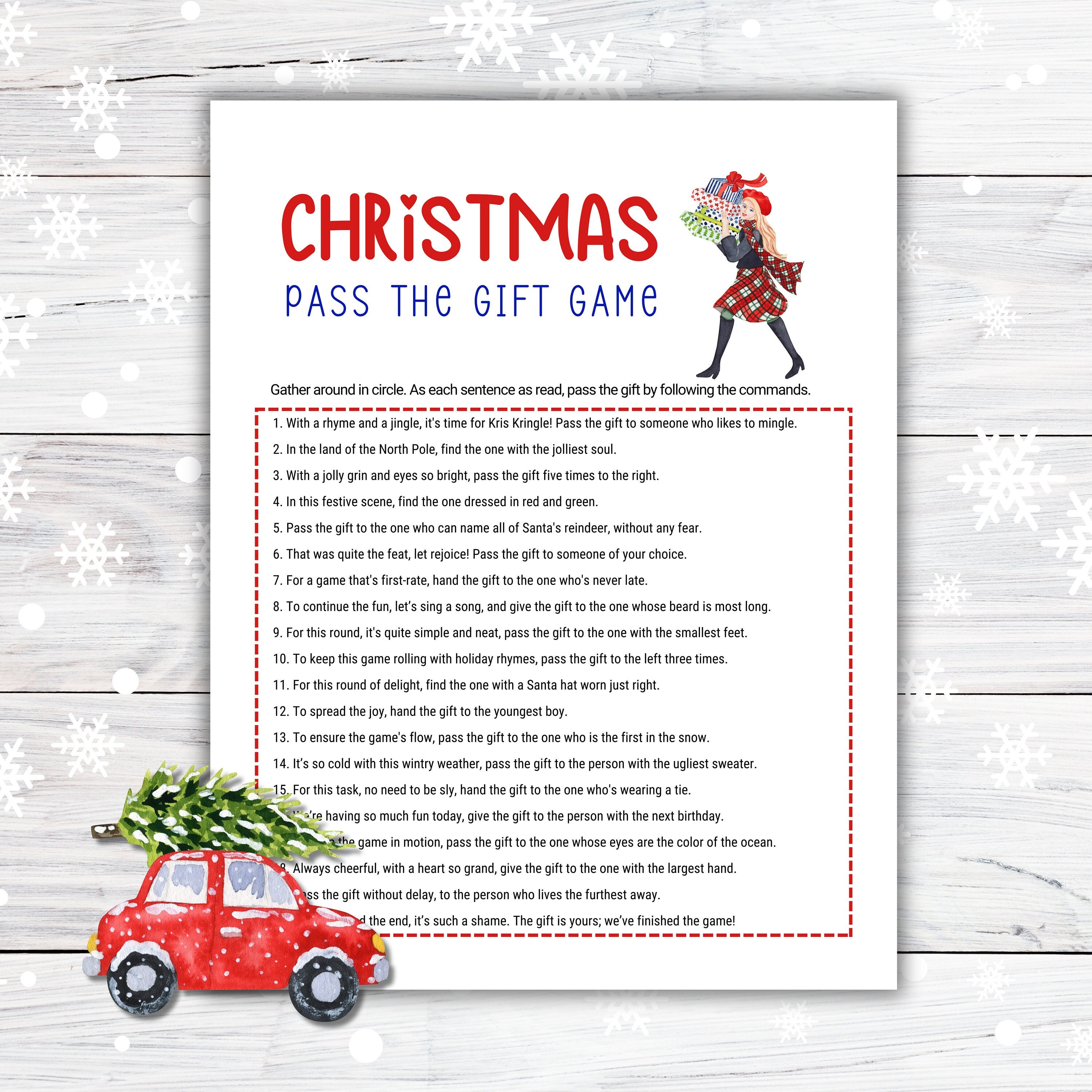 Christmas Pass the Gift Game, Pass the Holiday Gift Game, Christmas ...