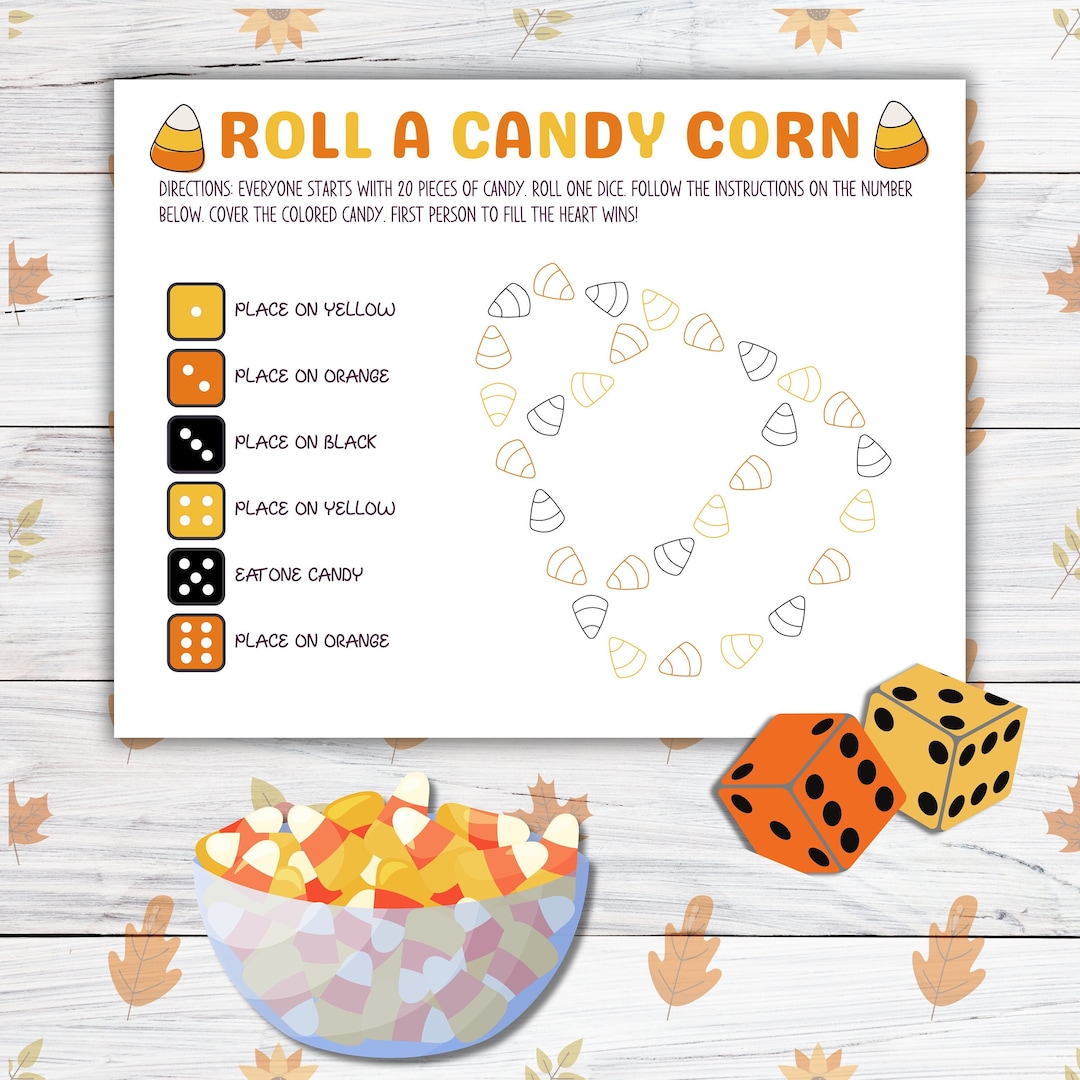 Fall Roll a Candy Corn Game, Thanksgiving Game, Classroom Halloween ...