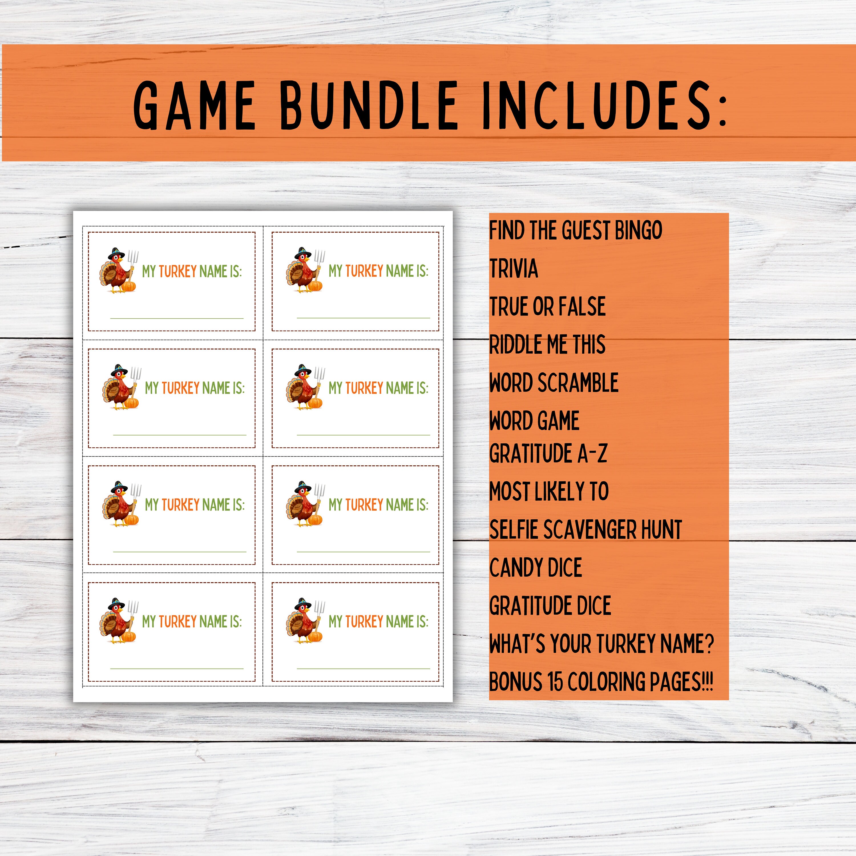 Thanksgiving Games Bundle Printable, Thanksgiving Games for Family ...