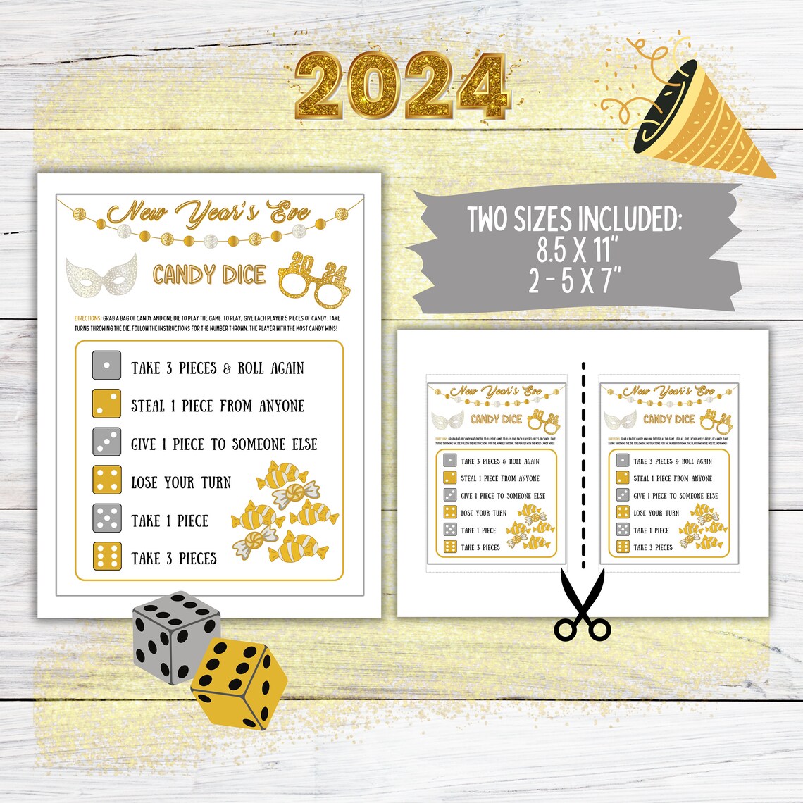 New Years Eve Candy Dice Game Printable, New Year Icebreaker Group Game ...