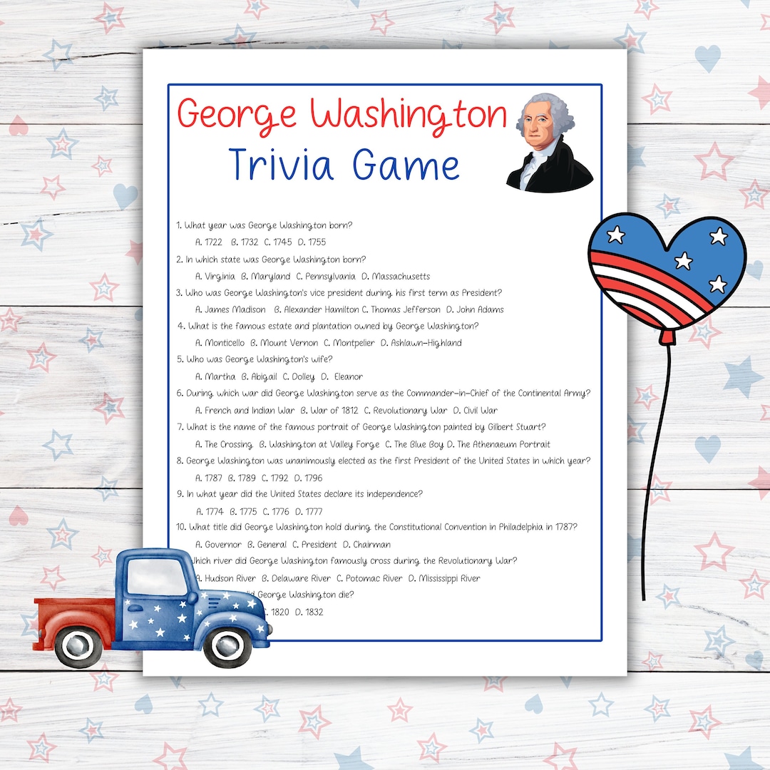George Washington Trivia Game, US President Trivia Questions ...