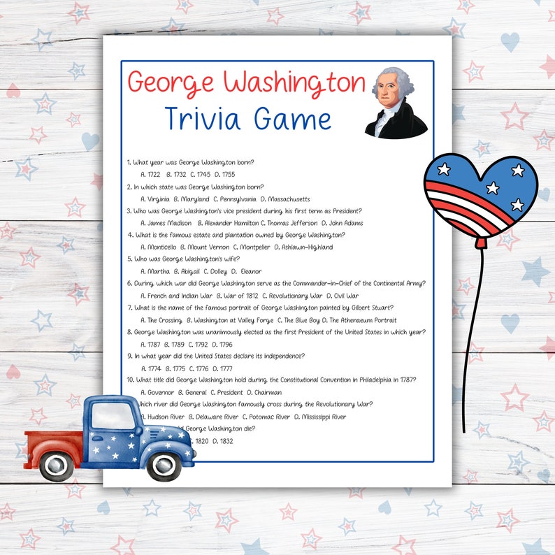 George Washington Trivia Game, US President Trivia Questions ...