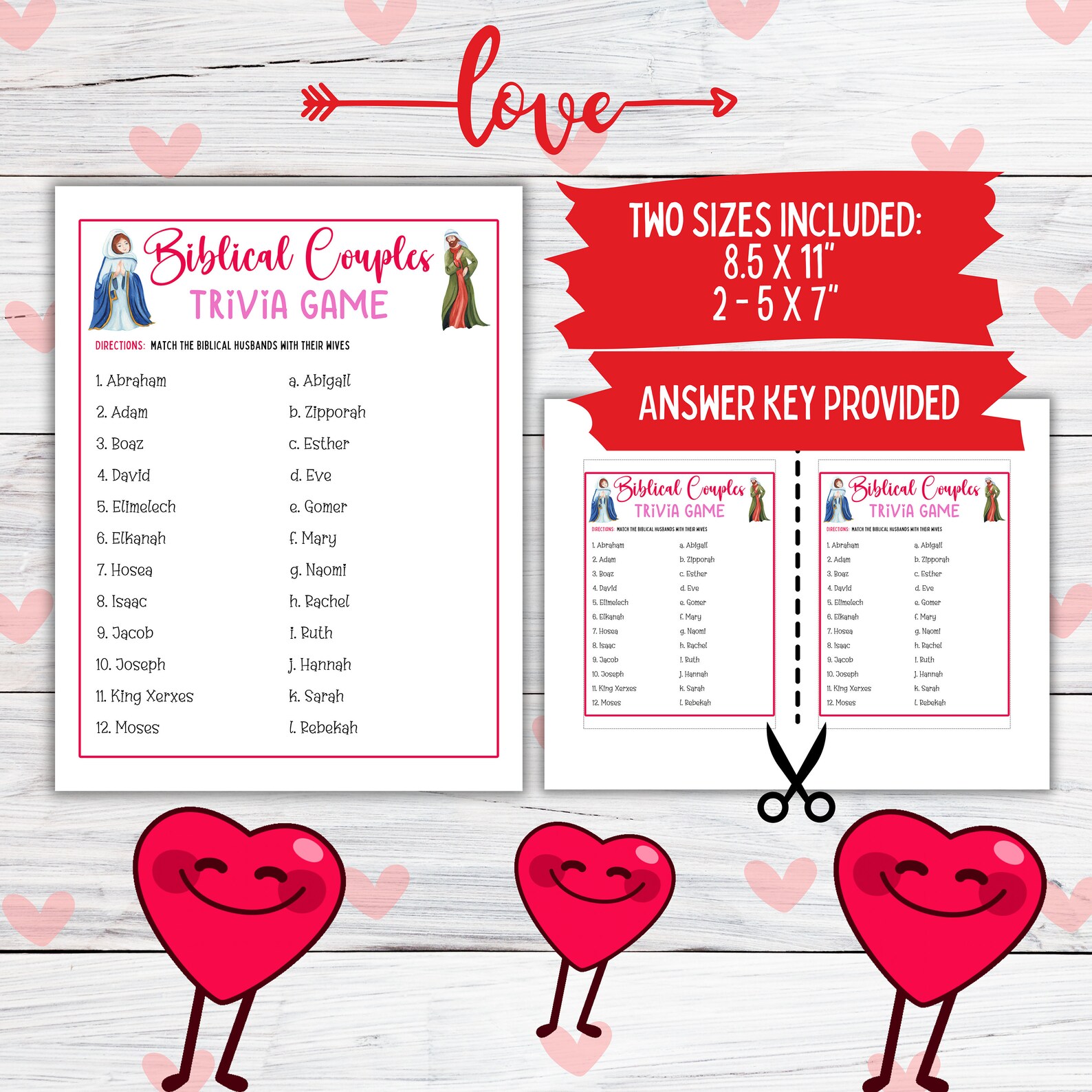 Biblical Couples Bible Trivia Game Printable, Bible Trivia Icebreaker ...