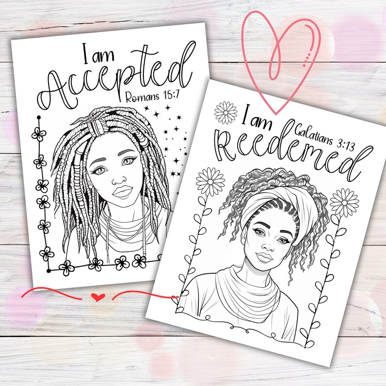 I Am Bible Affirmations Coloring Pages, I Am Loved, I Am Enough ...