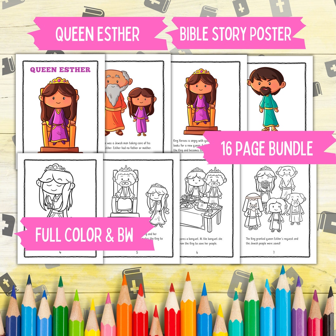 Queen Esther Kids Bible Story Lesson, Kids Esther Activity Coloring ...