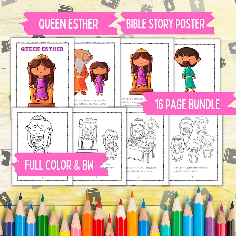 Queen Esther Kids Bible Story Lesson, Kids Esther Activity Coloring ...
