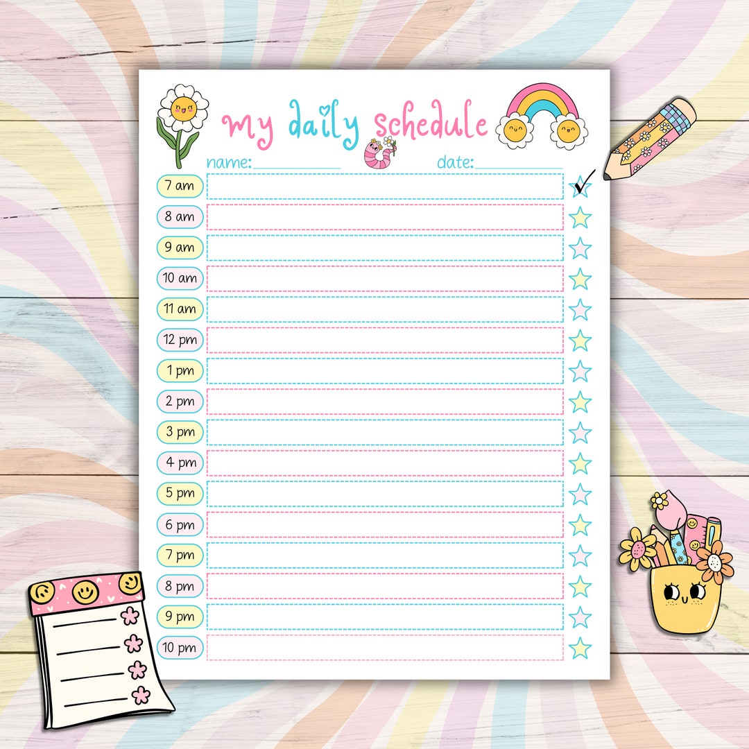 Daily Hourly Schedule, Kids Daily Schedule Chart, Daily Routine Task ...