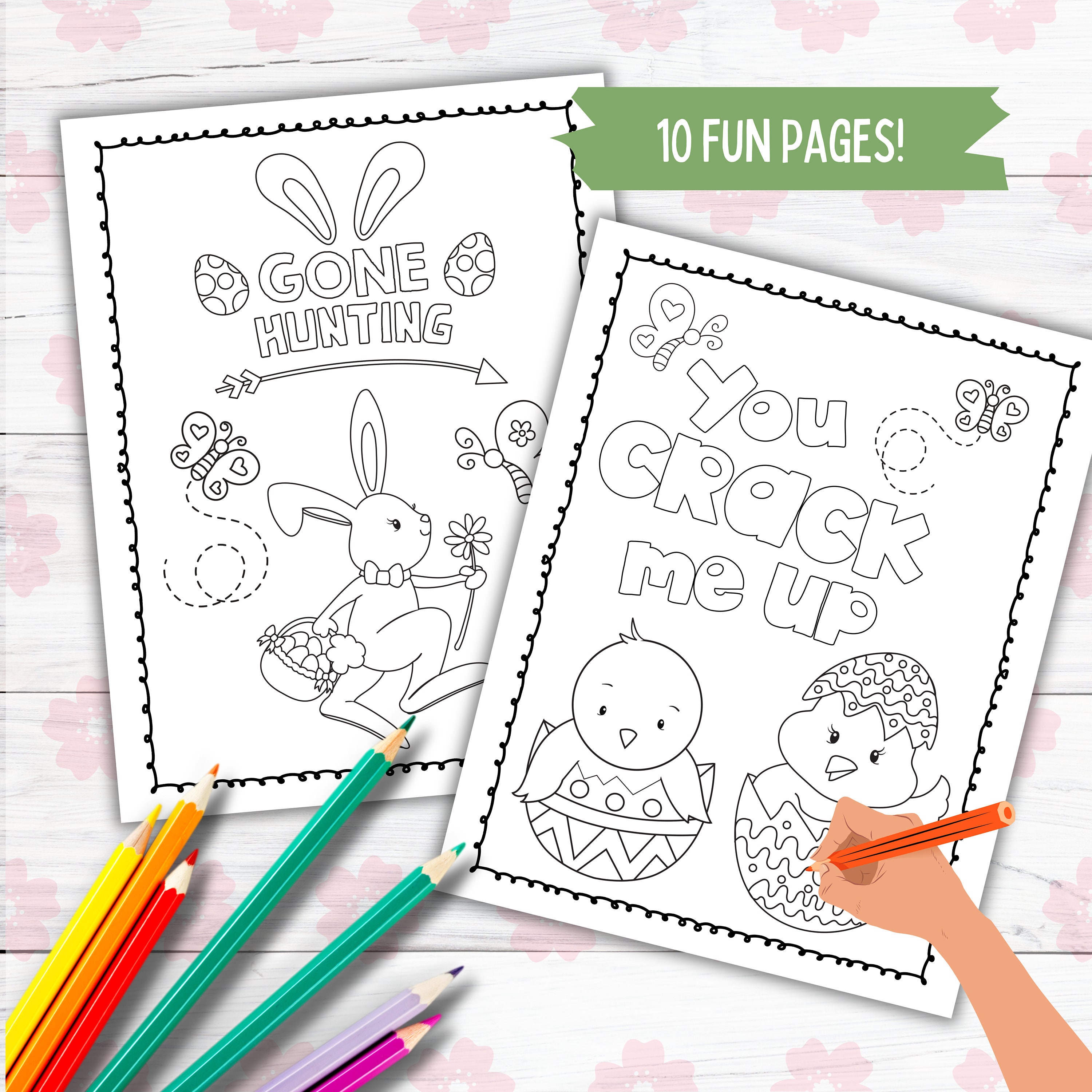 Easter Coloring Pages for Kids Activity Book, Easter Kawaii Coloring ...