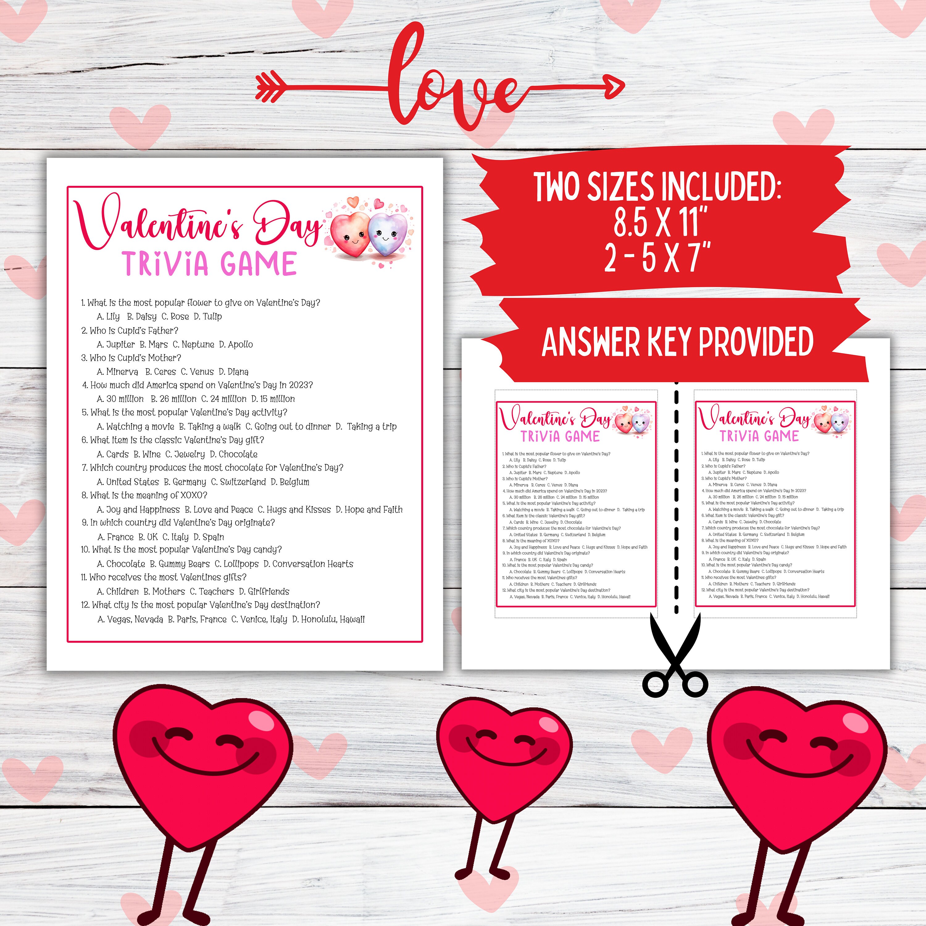 Kawaii Valentines Day Trivia Game Printable, Valentines Day Icebreaker ...
