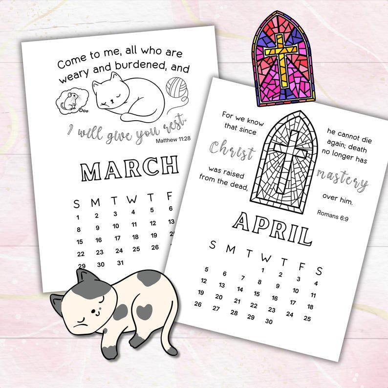 2026 Scripture Coloring Calendar, Bible Verse Calendar, 2026 Christian ...