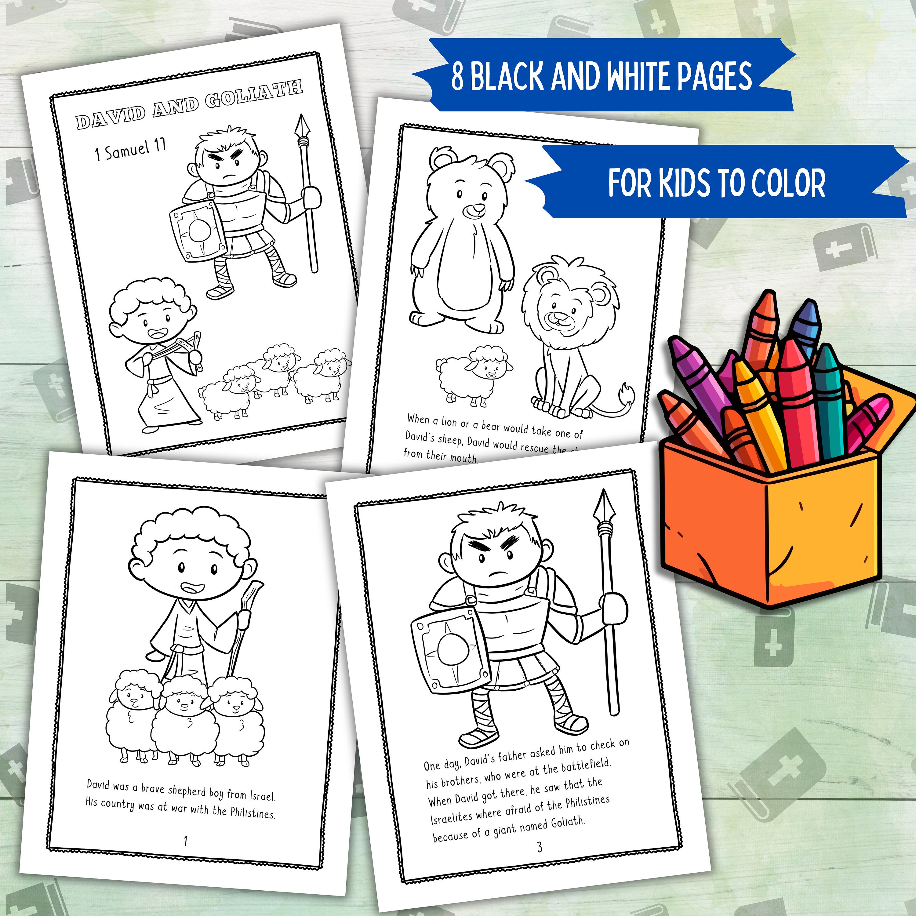 David and Goliath Kids Bible Lesson, Kid Bible Heroes Coloring ...