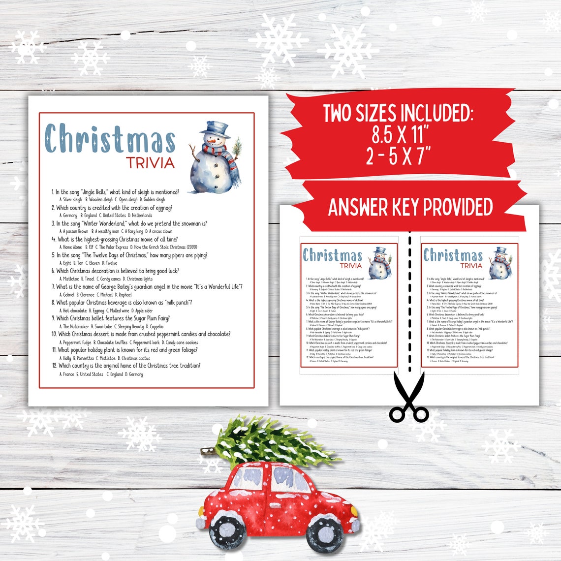 Christmas Trivia Game - Snowman, Printable Christmas Party Games for ...