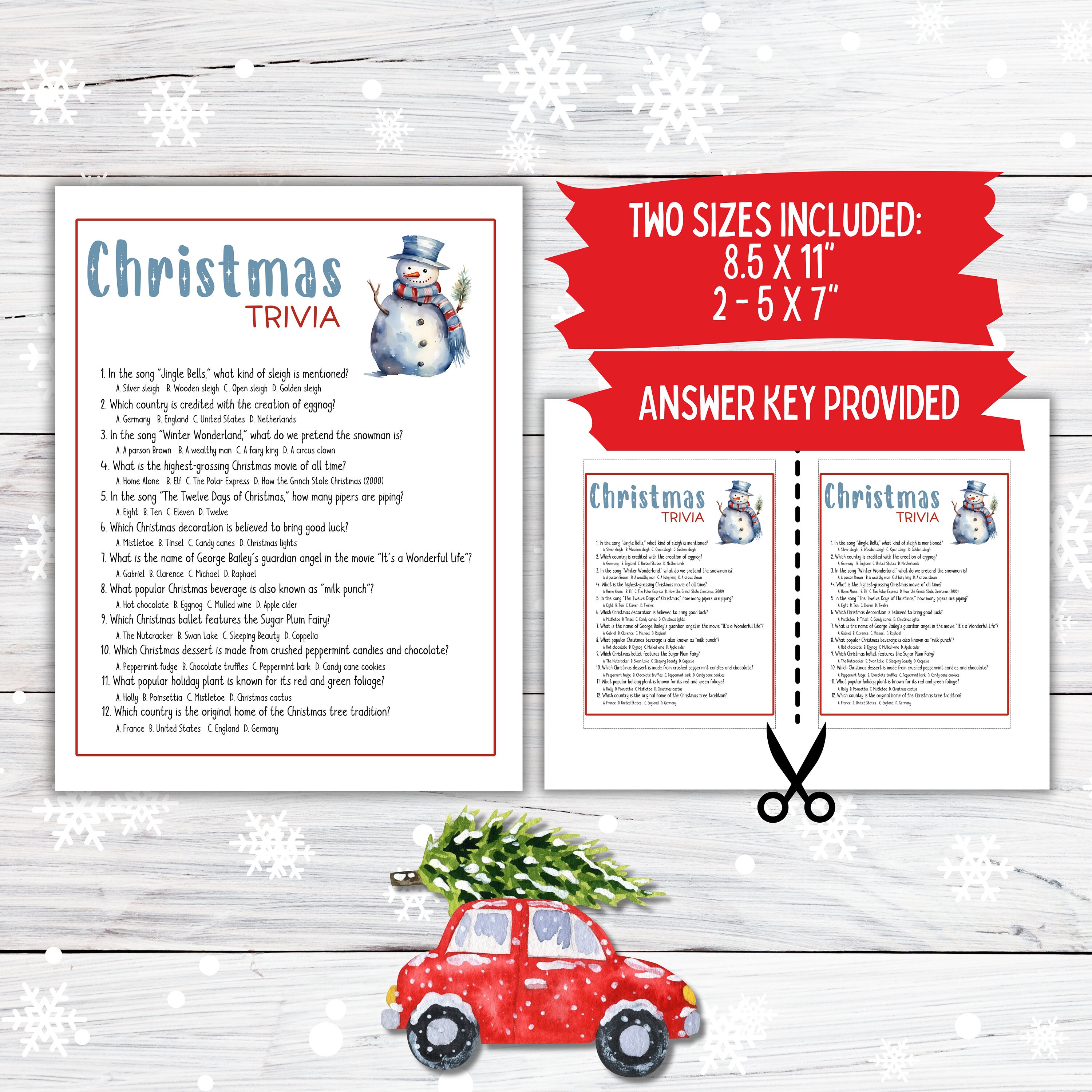 Christmas Trivia Game - Snowman, Printable Christmas Party Games for ...