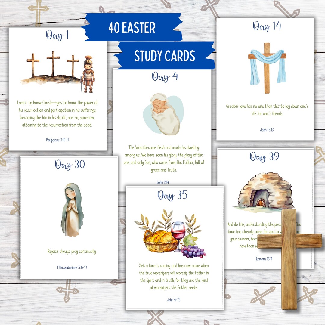 Easter Advent Bible Study Cards, Holy Week Countdown Devotional ...