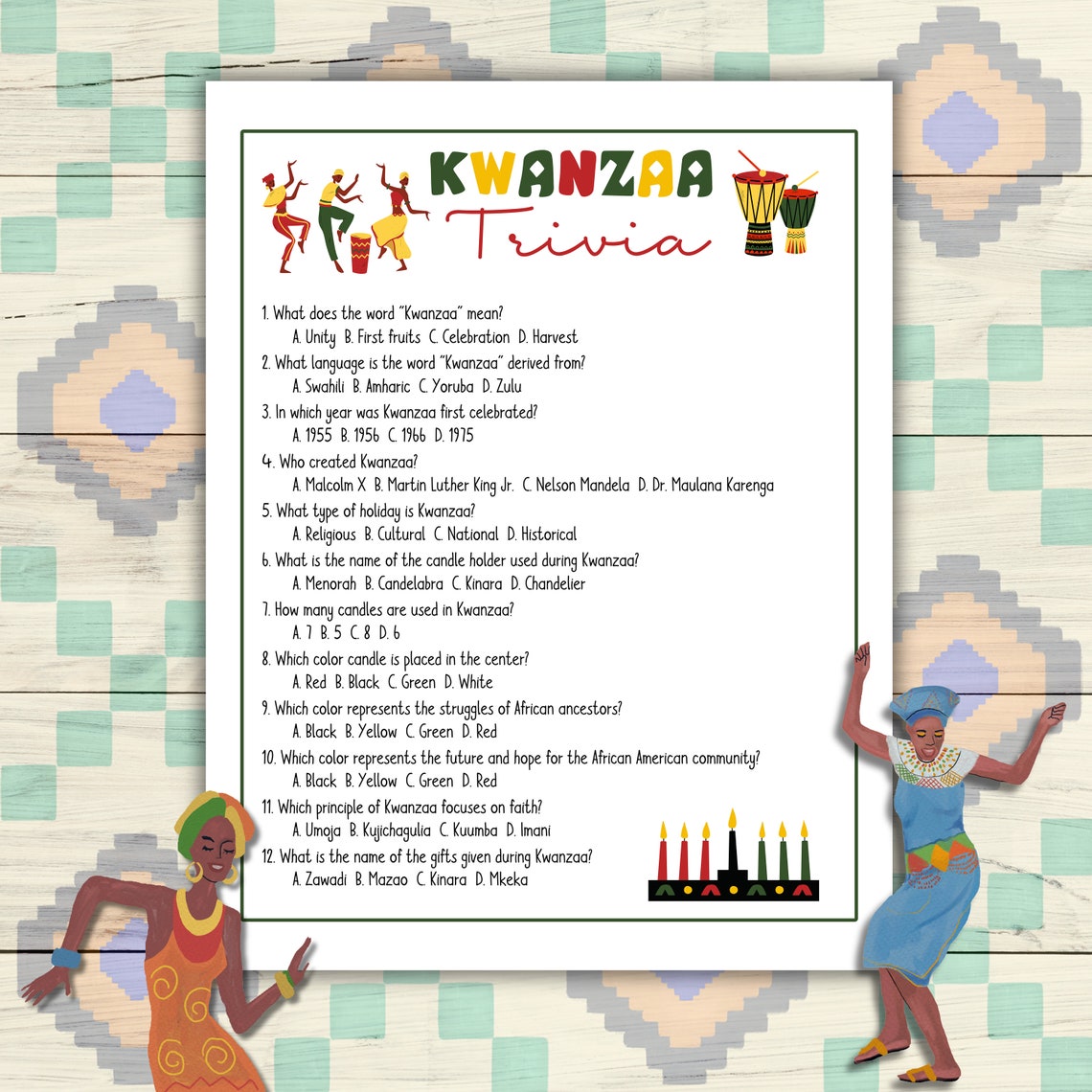 Kwanzaa Trivia Game, Kwanzaa Printable Trivia Questions, Kwanzaa Party ...