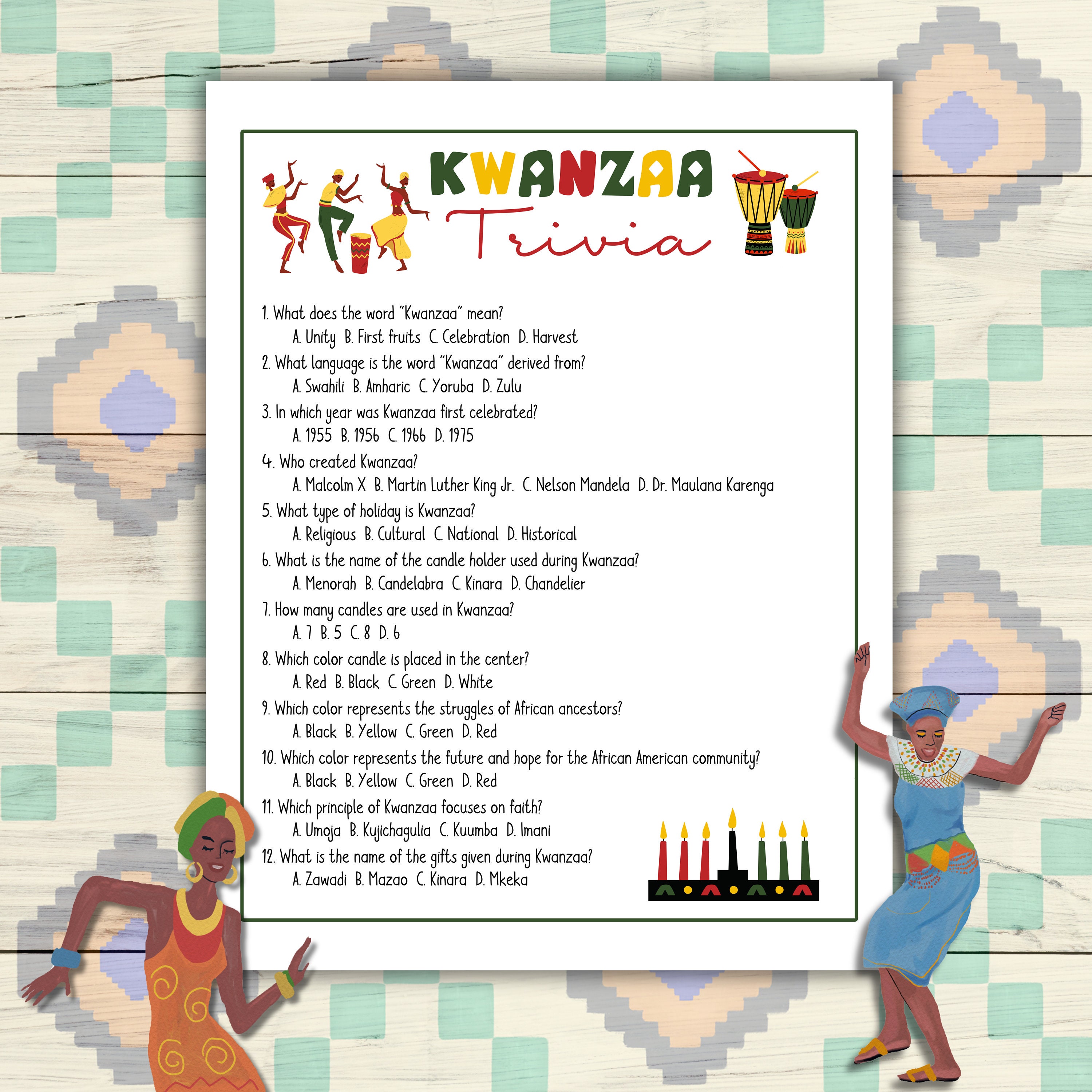 Kwanzaa Trivia Game, Kwanzaa Printable Trivia Questions, Kwanzaa Party ...