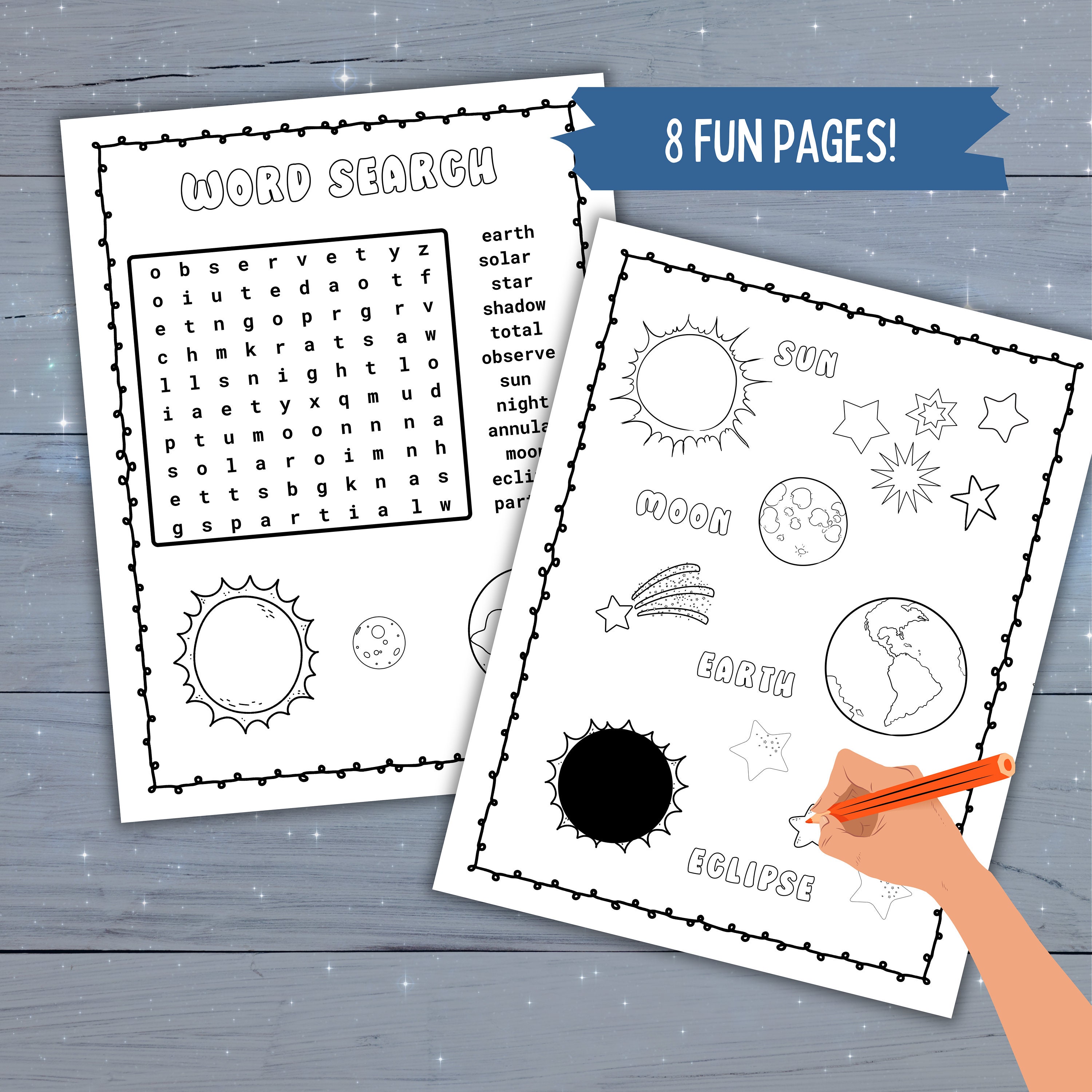 2024 Solar Eclipse Kids Coloring Activity Book Pages, April 8, 2024 ...
