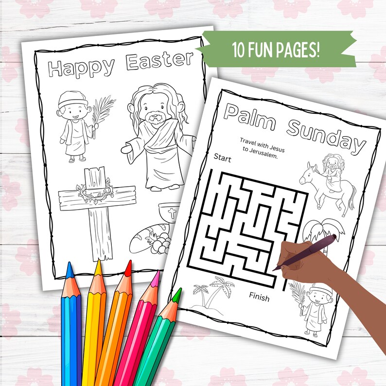 Christian Easter Story Coloring Pages for Kids Activity Book, Easter ...