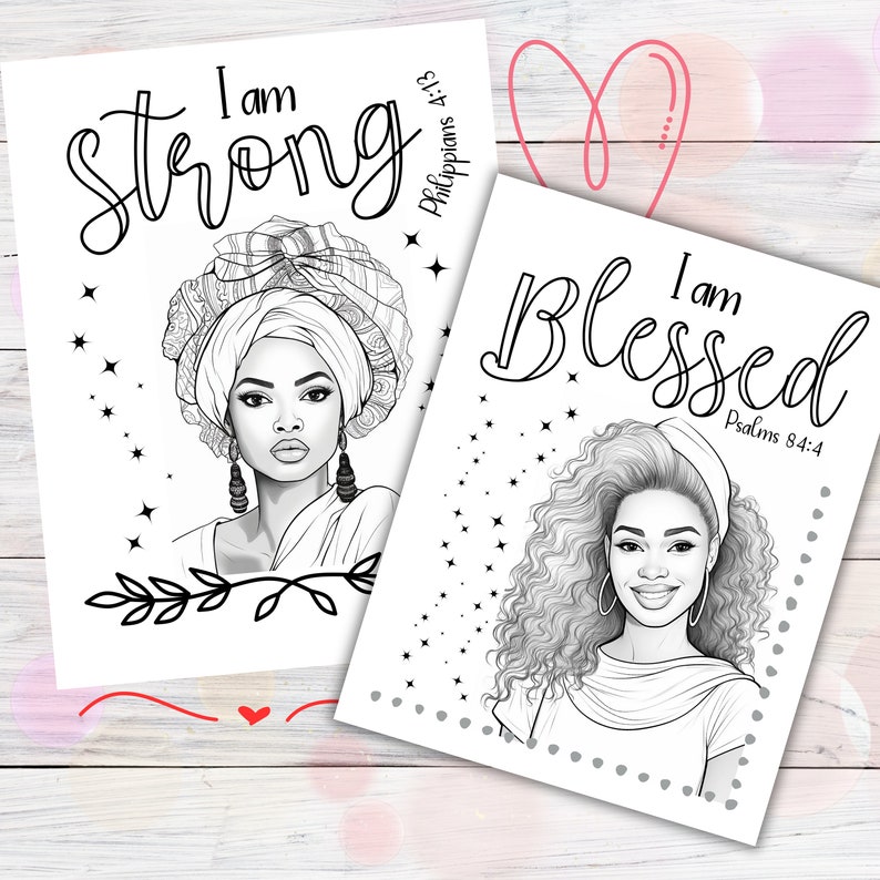 I Am Bible Affirmations Coloring Pages, I Am Loved, I Am Enough ...