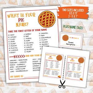 Pie Name Game, Thanksgiving Fall Printable Games, Pie Theme Party ...