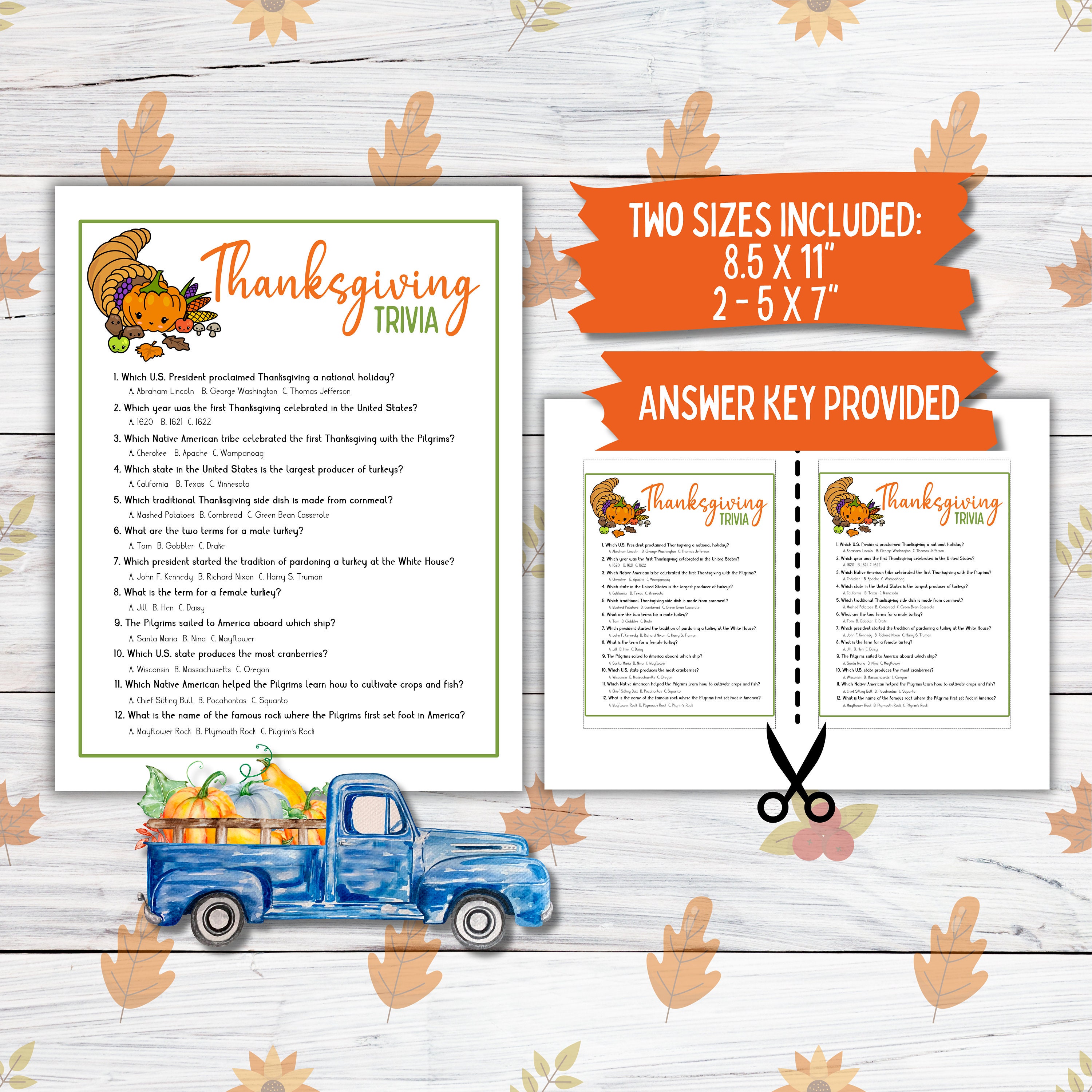 Thanksgiving Trivia Game, Printable Thanksgiving Game, Thanksgiving ...