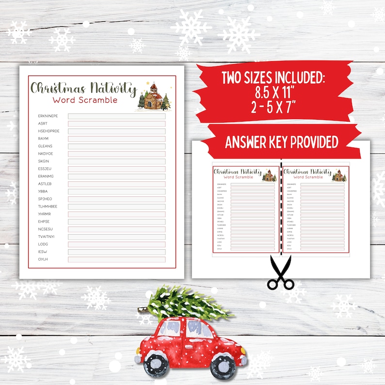 Christmas Nativity Word Scramble, Printable Christmas Party Games for ...