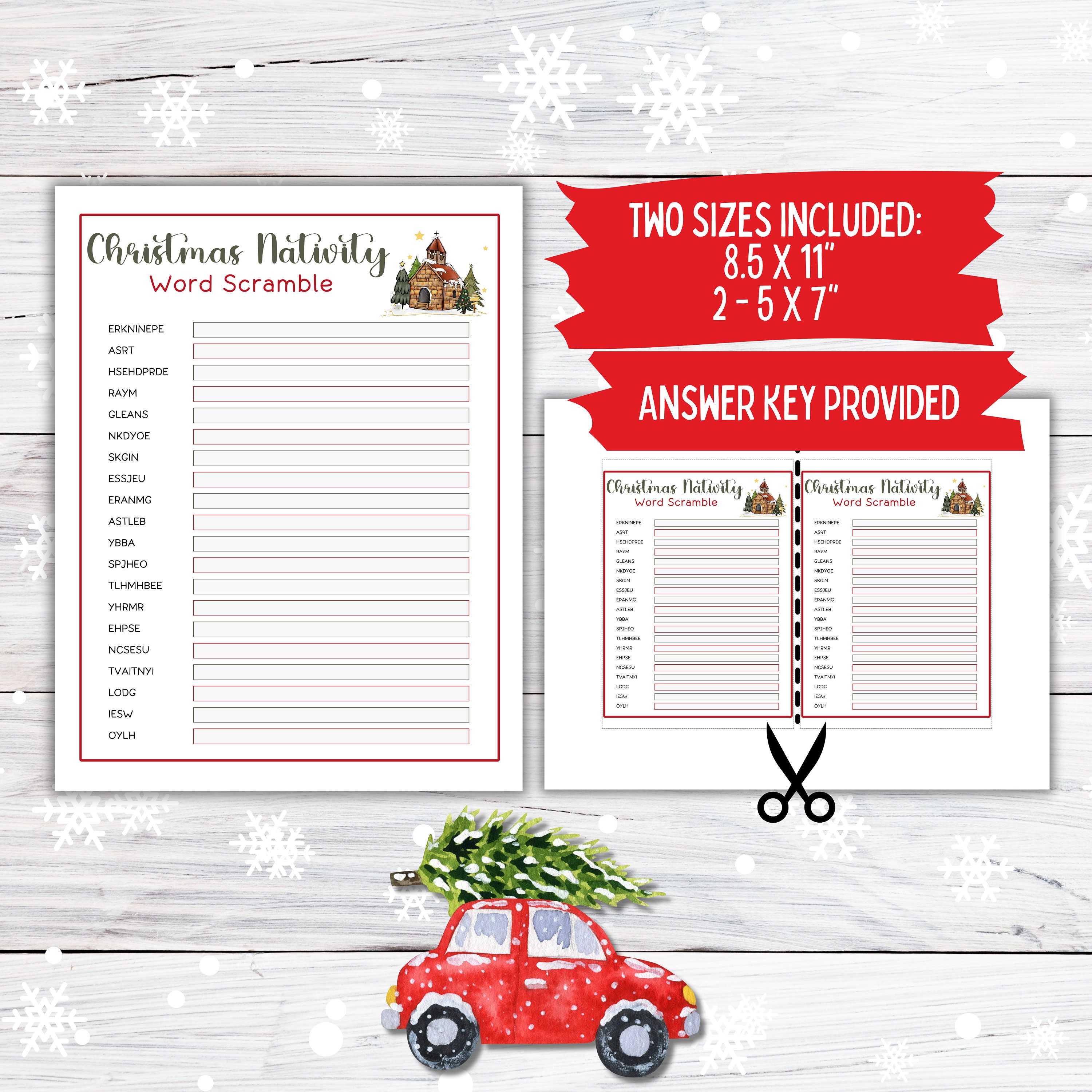Christmas Nativity Word Scramble, Printable Christmas Party Games for ...