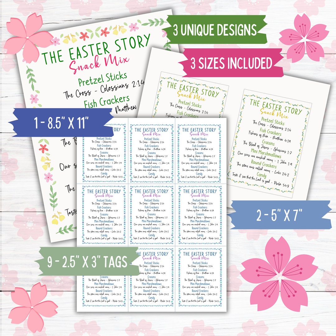 The Easter Story Snack Mix Printable Tag, Palm Sunday Craft, Easter ...